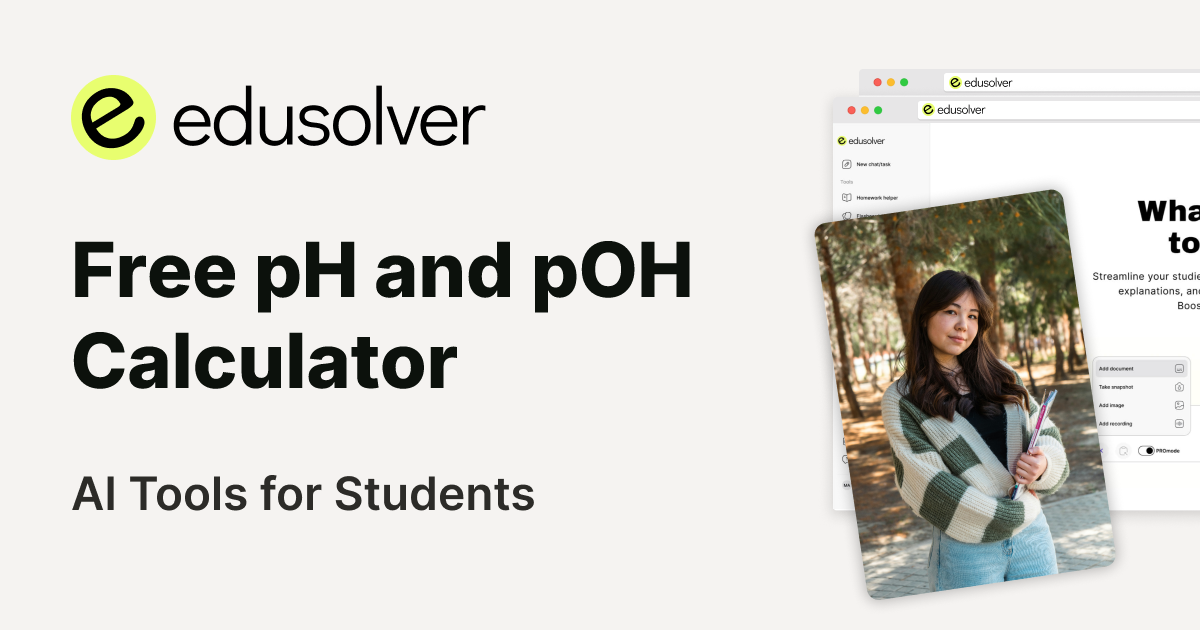 Free pH and pOH Calculator