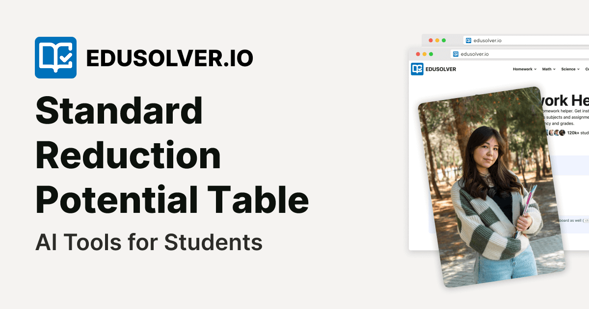 Free Standard Reduction Potential Table