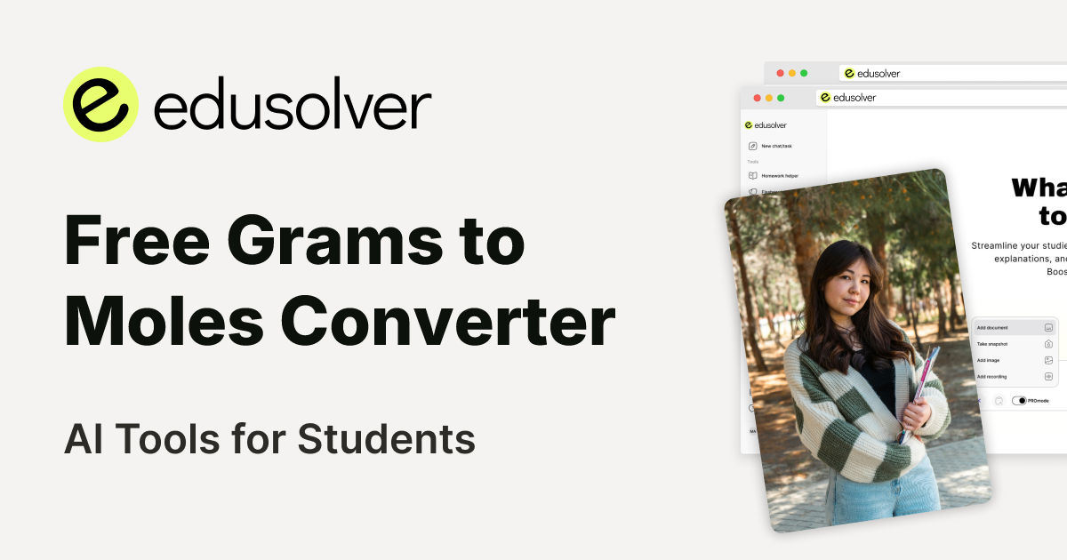 Free Grams to Moles Converter